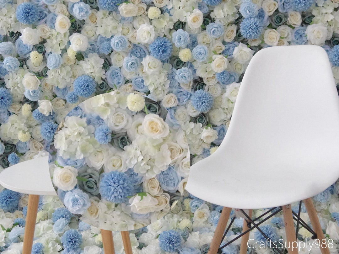 Blue Flowers Wall,white Rose 5D Artificial Flower Wall Photography ...