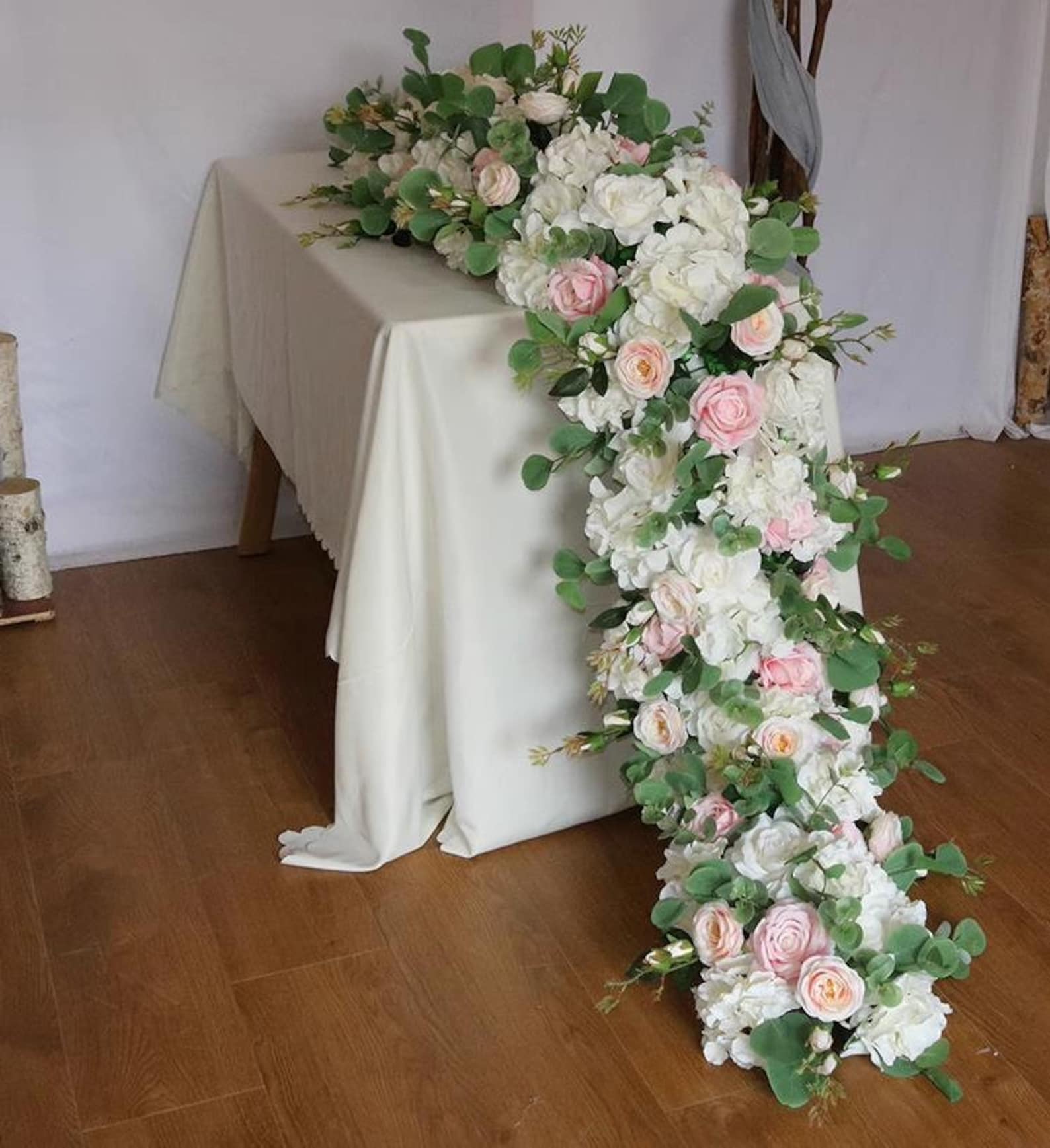 White Gypsophila Baby's Breath Table Runner Flower Row,wedding Table ...
