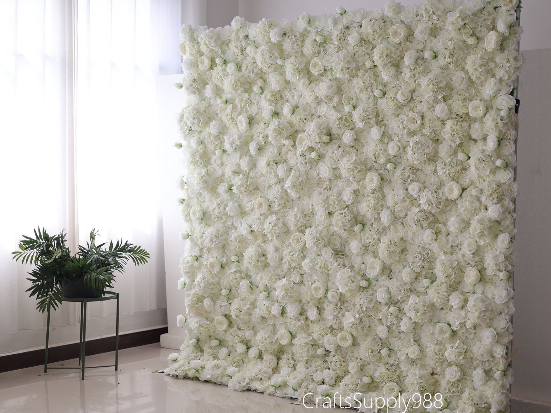 5D Plastic Grid Artificial Flower Wall White Rose Hydrangea Panels ...