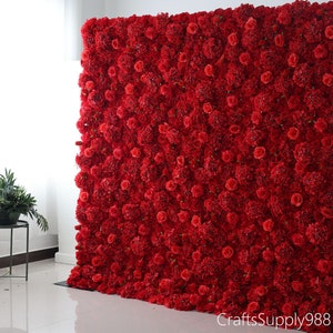 Rudy Red Rose 3-D Beautiful Design 40x60cm Artificial Flower Wall ...