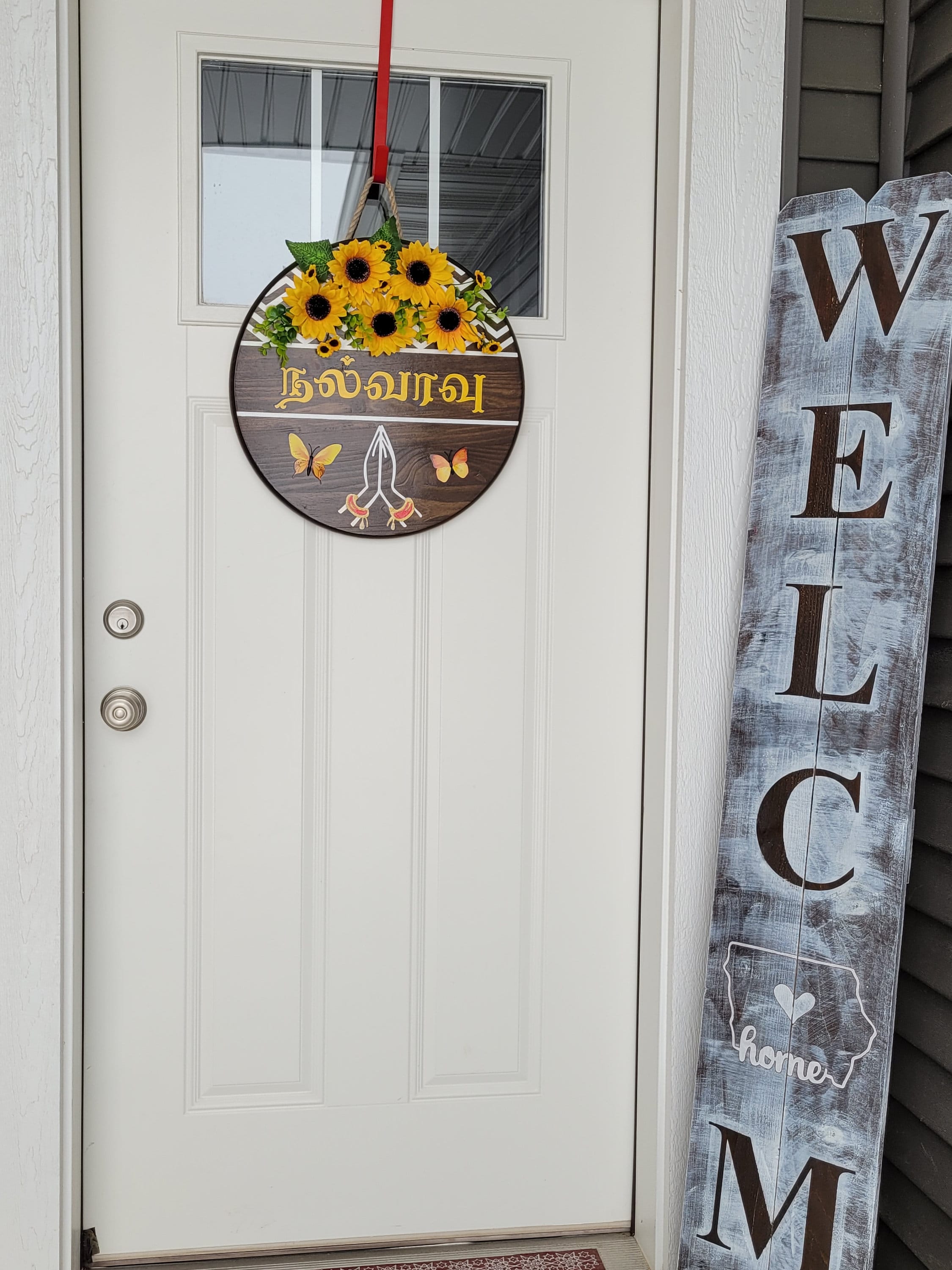 Tamil Welcome Sign | Nalvaravu Sign With Sunflowers and Butterflies ...