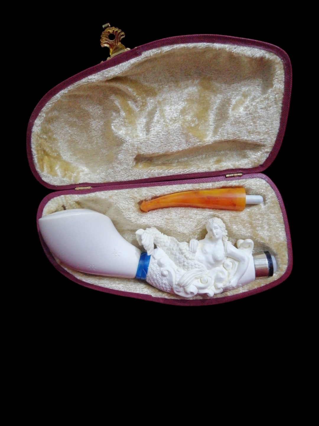 Mermaid Pipe,handmade Meerschaum Pipe,custom Leather Boxed Pipe - Etsy