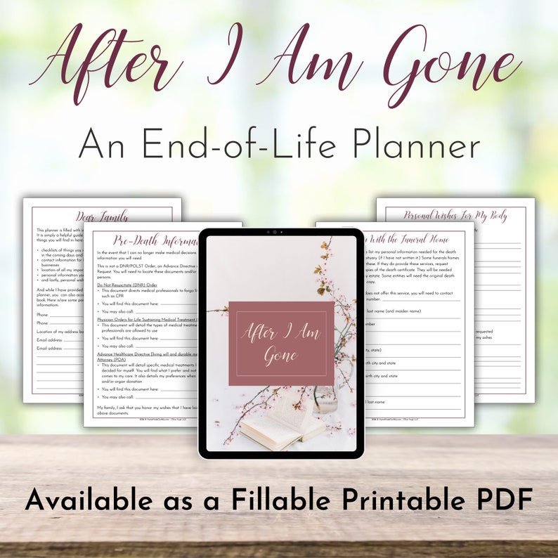 After I Am Gone End of Life Planner PDF • Print It or Fill in Your ...