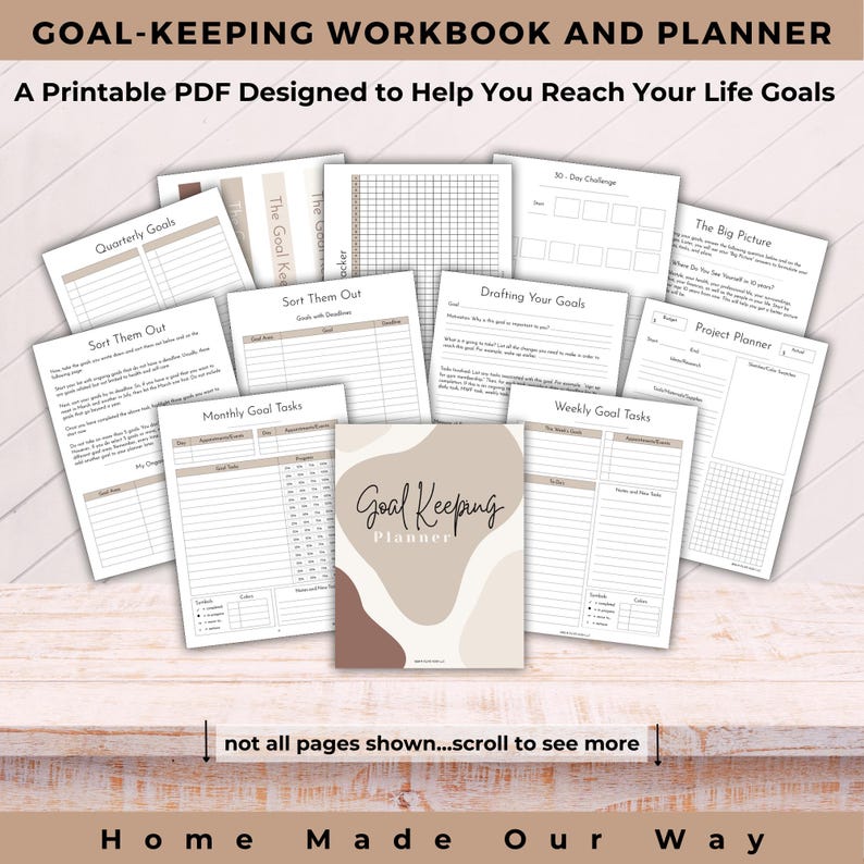 Goal Planning Workbook • SMART Goal Setting Worksheets • Productivity ...