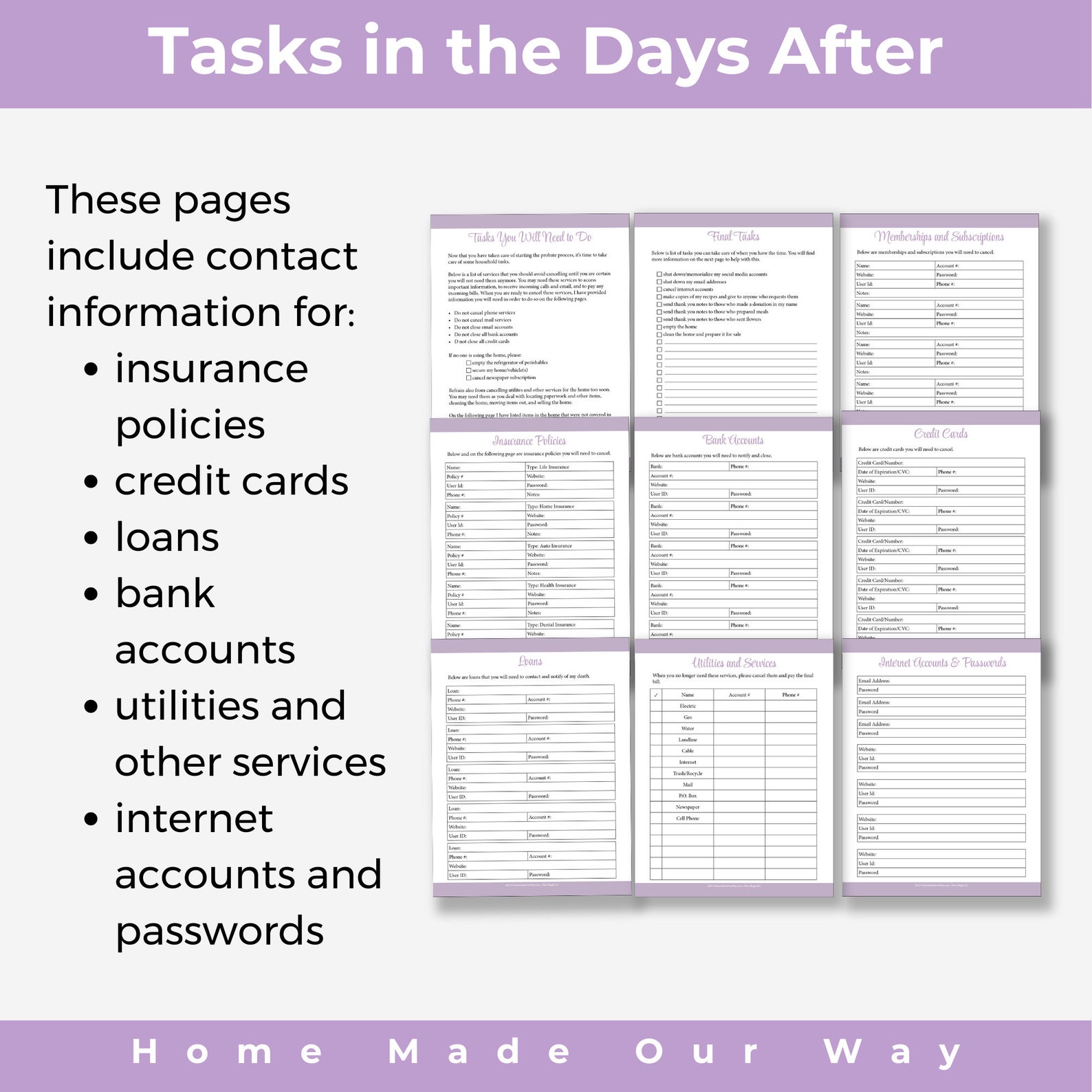 End of Life Planner PDF • Printable and Fillable Versions • Plan Your ...