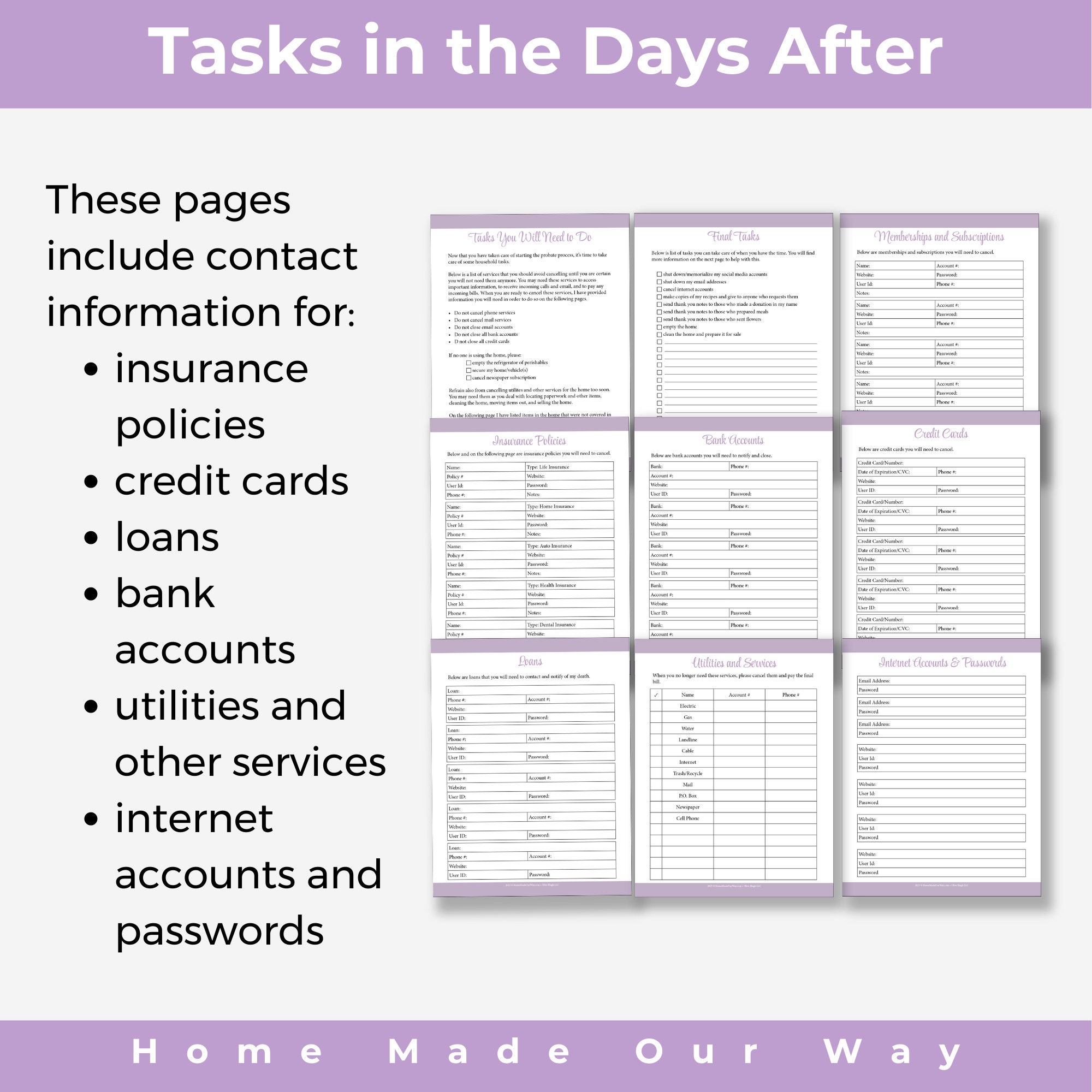 End of Life Planner PDF • Printable and Fillable Versions • Plan Your ...