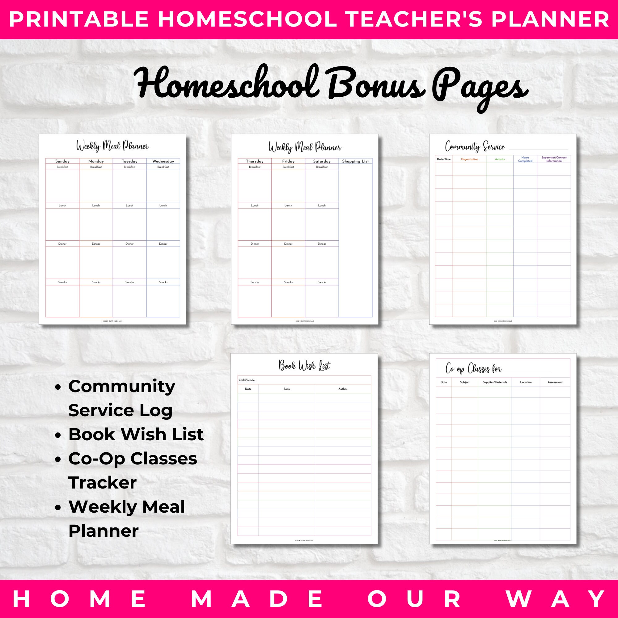 Homeschool Teacher's Planner Printable PDF | Lesson Planners | Admin ...