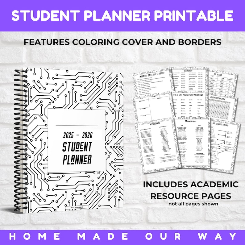 2025-2026 Academic Student Planner Printable PDF for Middle and High ...