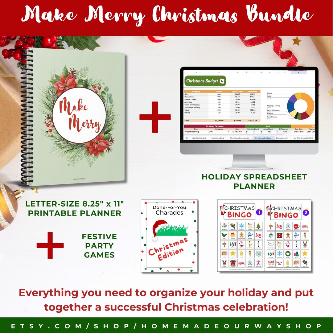 Christmas Holiday Bundle • Printable Christmas Planner • Spreadsheet ...