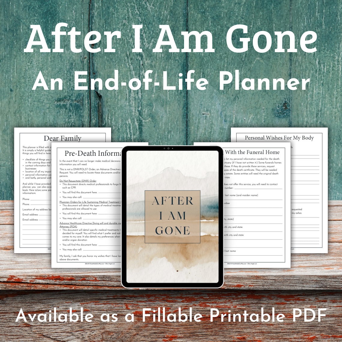 After I Am Gone Planner Printable and Fillable End of Life Binder Plan ...