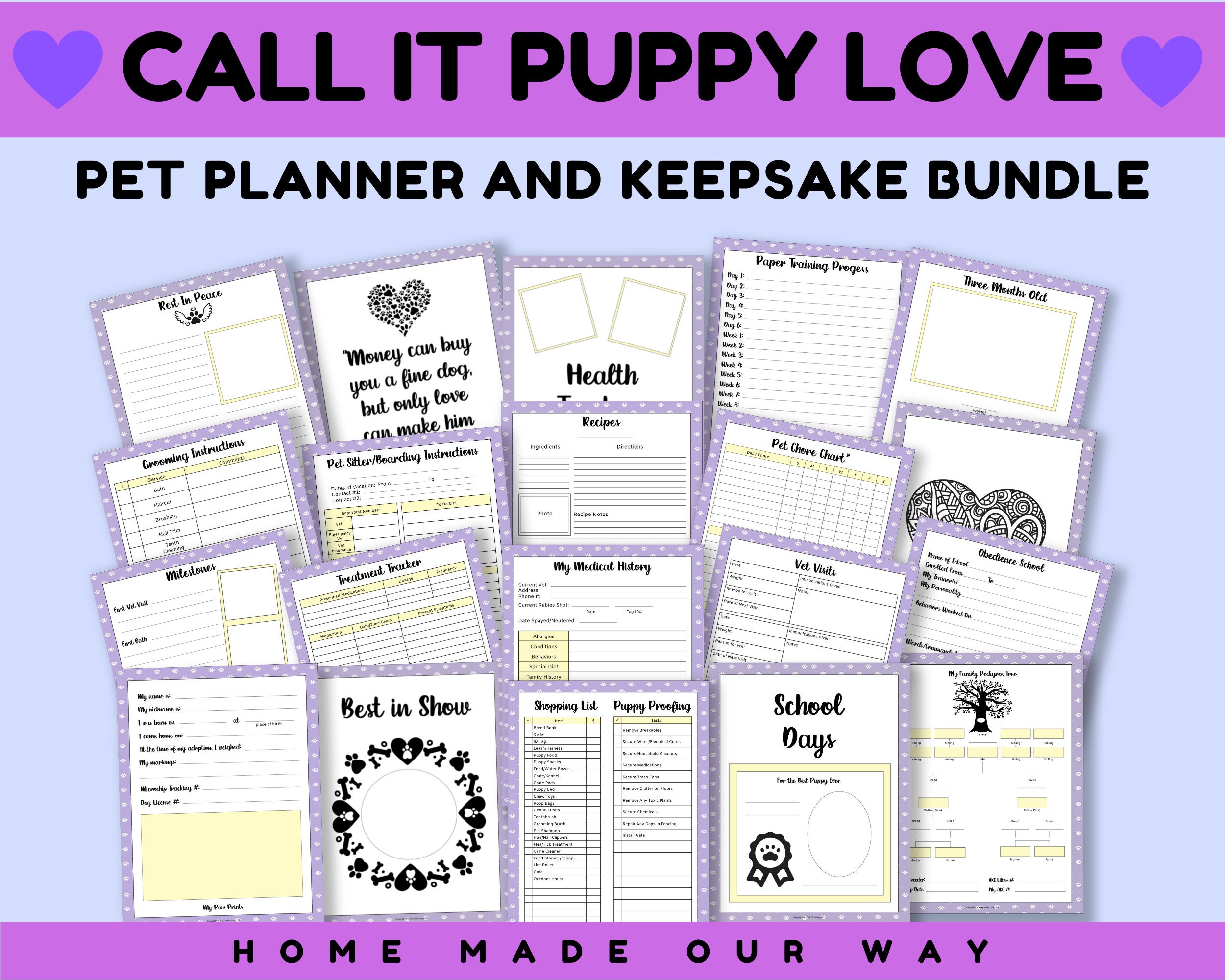 Call It Puppy Love Pet Planner & Keepsake Bundle • A Memory Book for ...