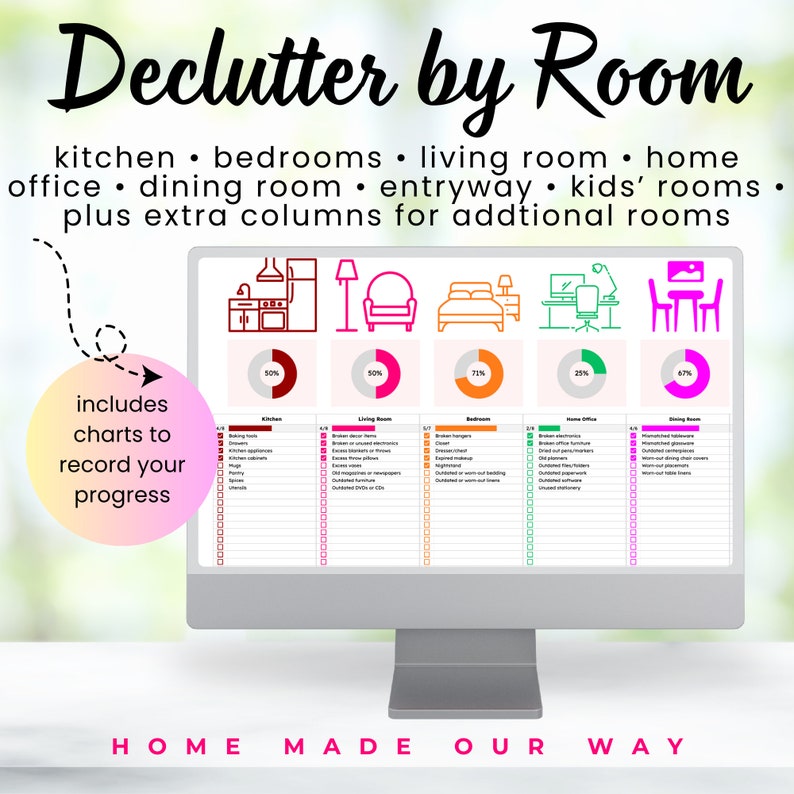 Home Decluttering Spreadsheet Organizer • Editable Google Sheets for Home Declutter Challenges ...