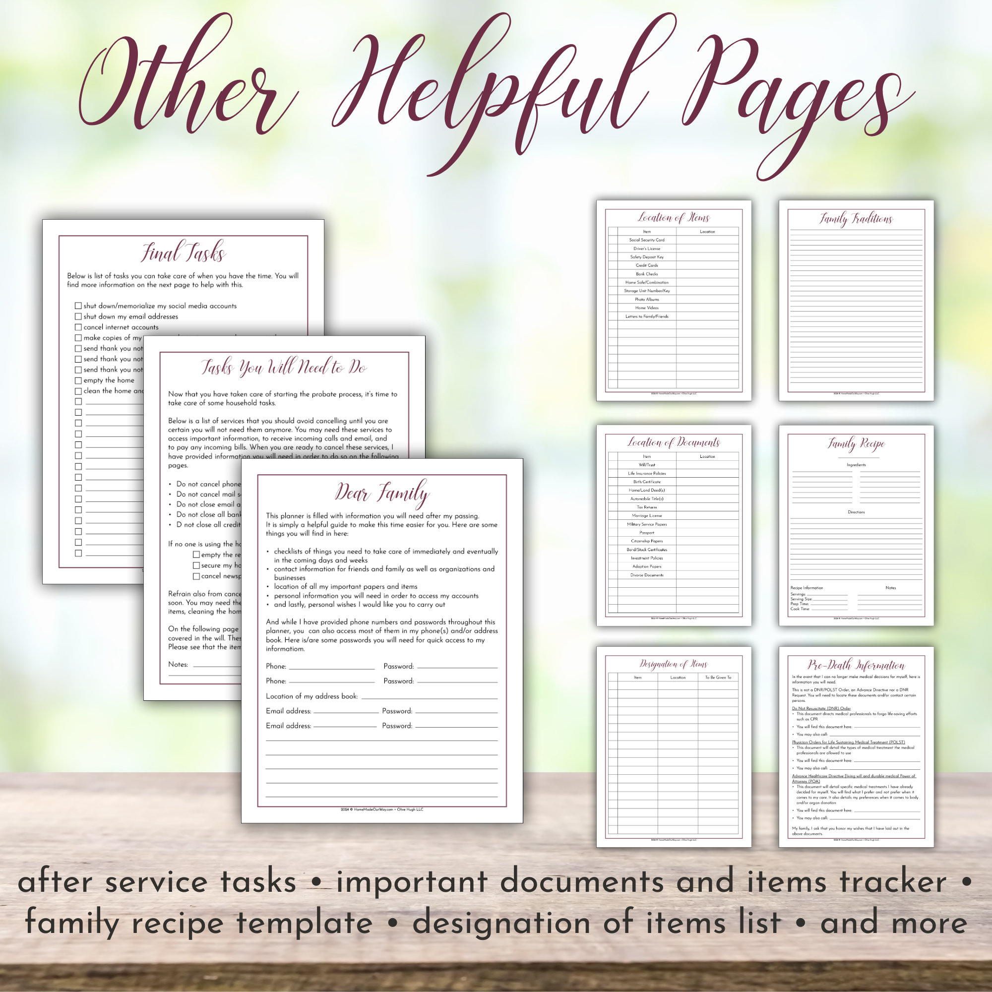 After I Am Gone Planner Printable and Fillable End of Life Binder Plan ...