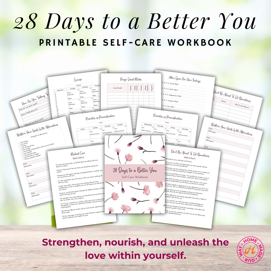 Self-care Workbook to Better Yourself Self-love Journal Mental Health ...