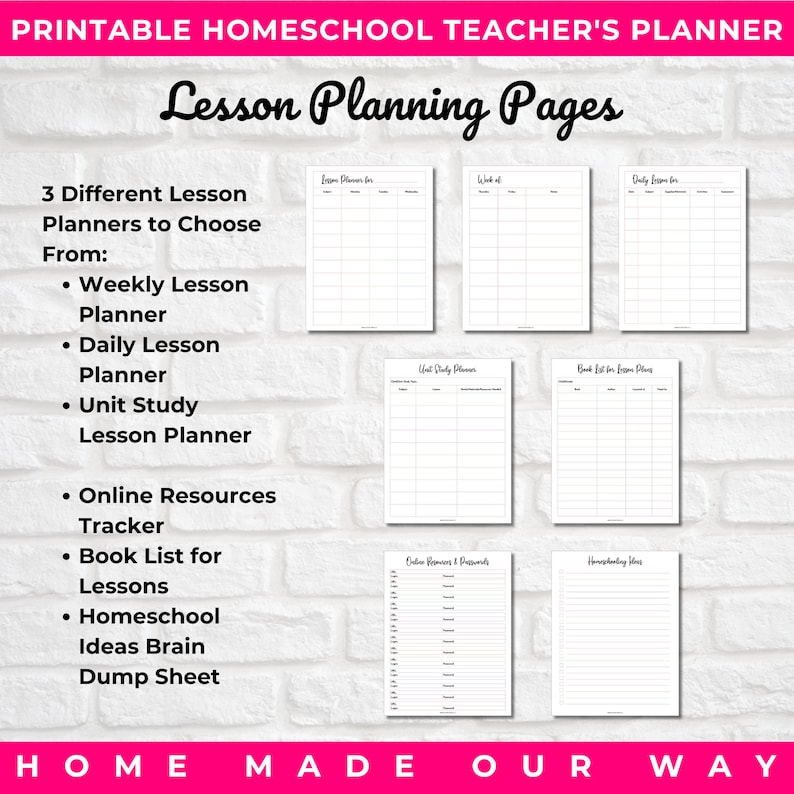 Homeschool Teacher's Planner Printable PDF • Lesson Planners • Admin ...