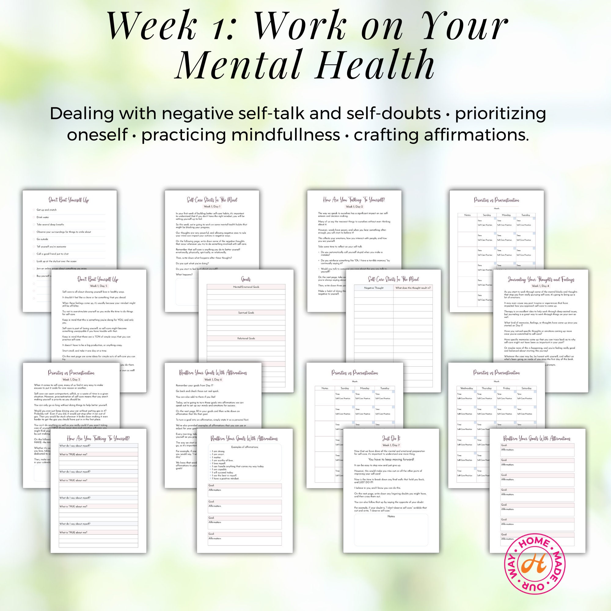 Self-care Workbook to Better Yourself Self-love Journal Mental Health ...