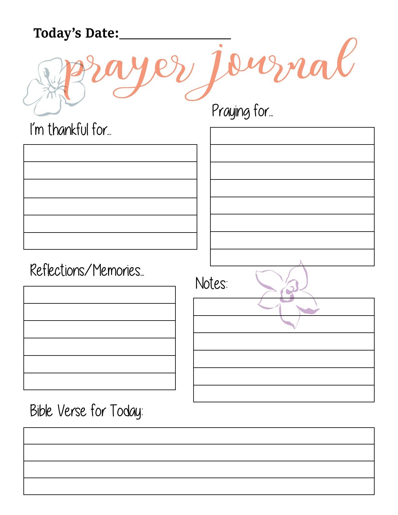 Prayer Journal - Simple, Printable Bundle (digital Download) - Etsy