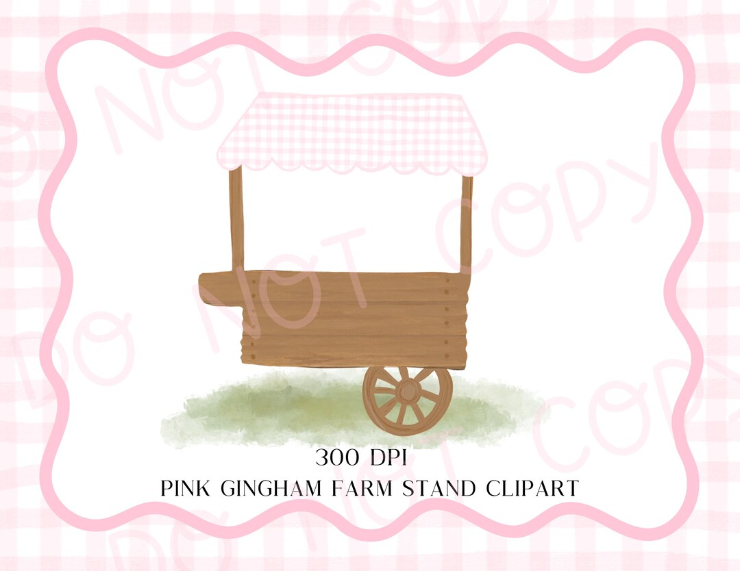 Watercolor Light Pink GINGHAM FARMSTAND - PNG Clipart - Etsy