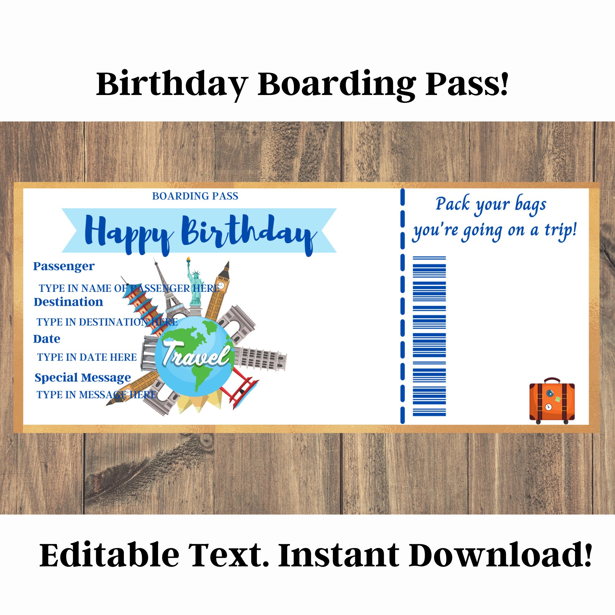 Birthday Boarding Pass. Boarding Pass Template. Birthday | Etsy