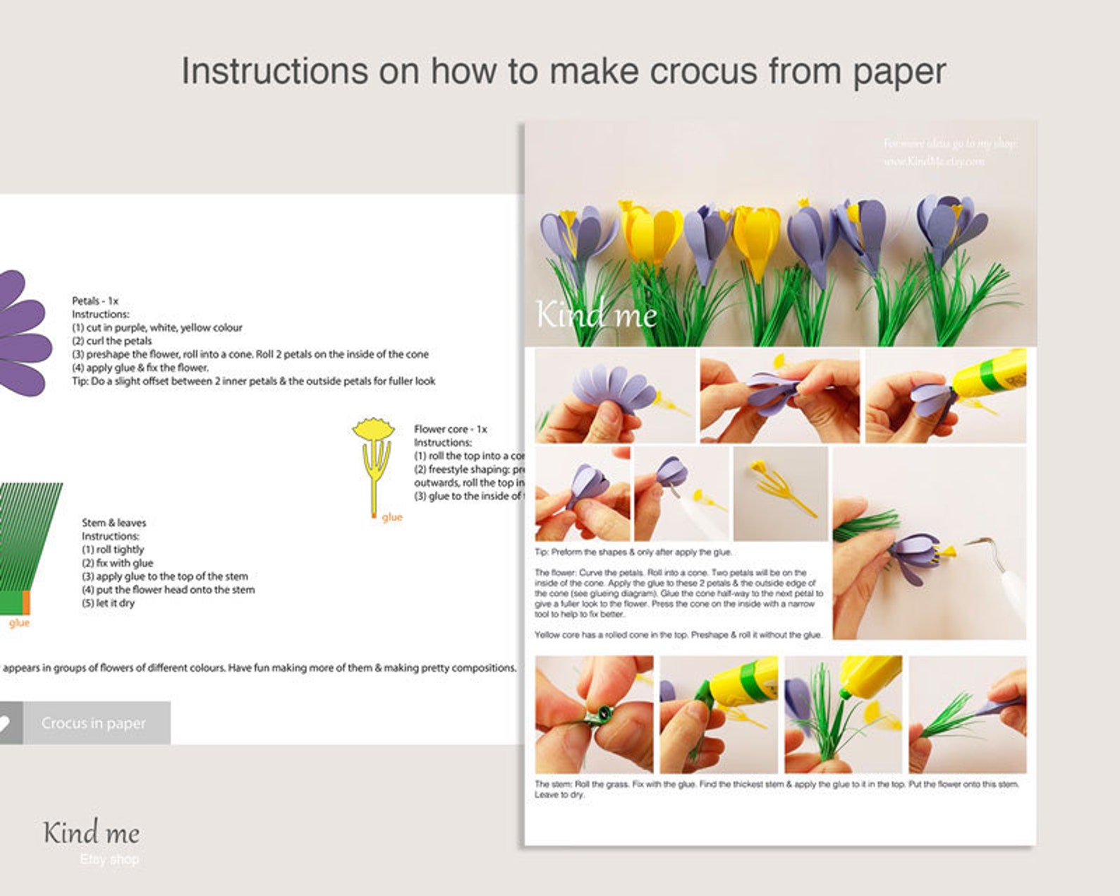 Crocus Spring Flower Digital Template for Cricut, Svg, Pdf, Esp, Dxf ...