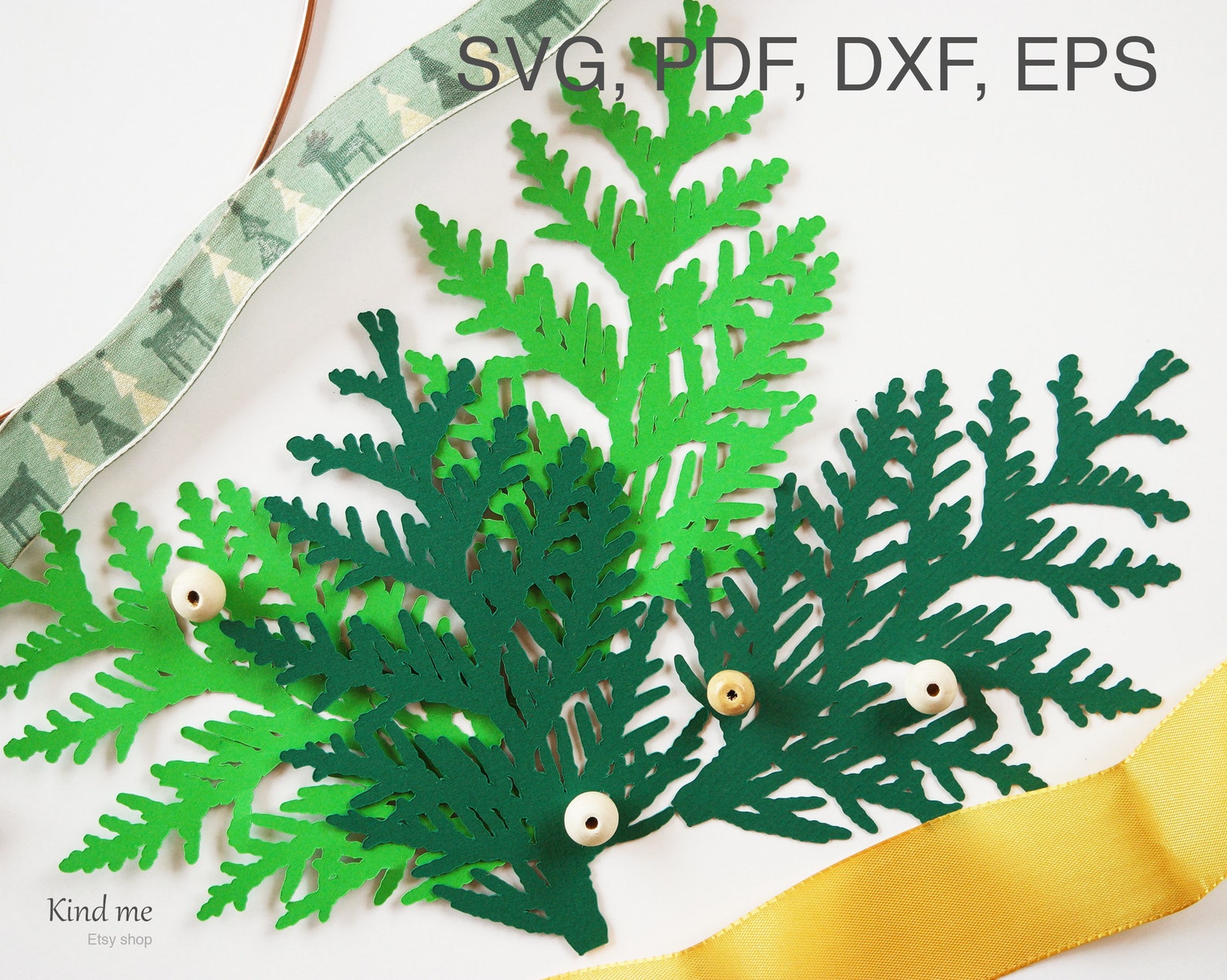 Christmas Greenery SVG Digital Template for Cricut to Make Decorations ...