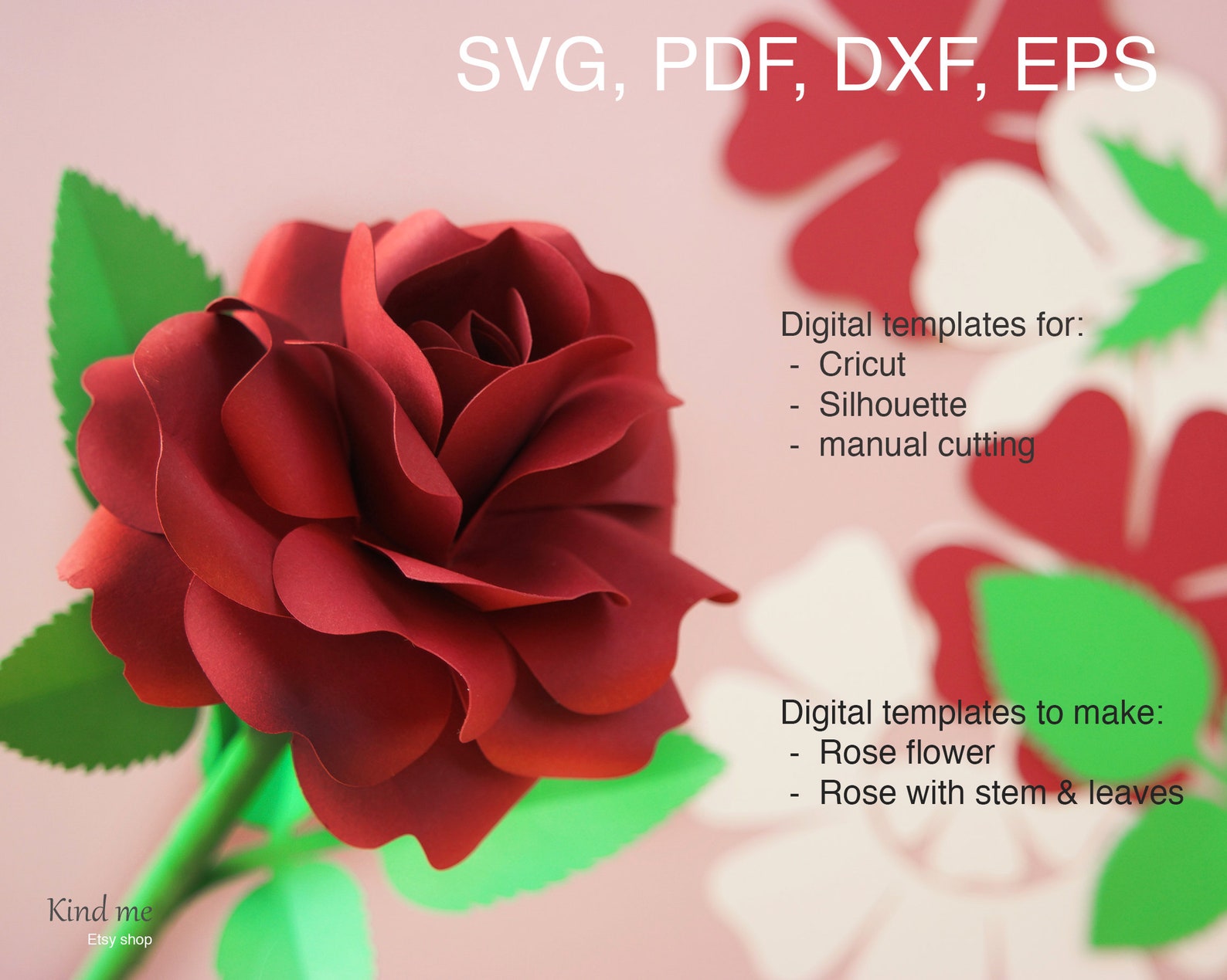 Rose Template for Cricut, Svg, Pdf, Esp, Dxf, Instructions Included ...