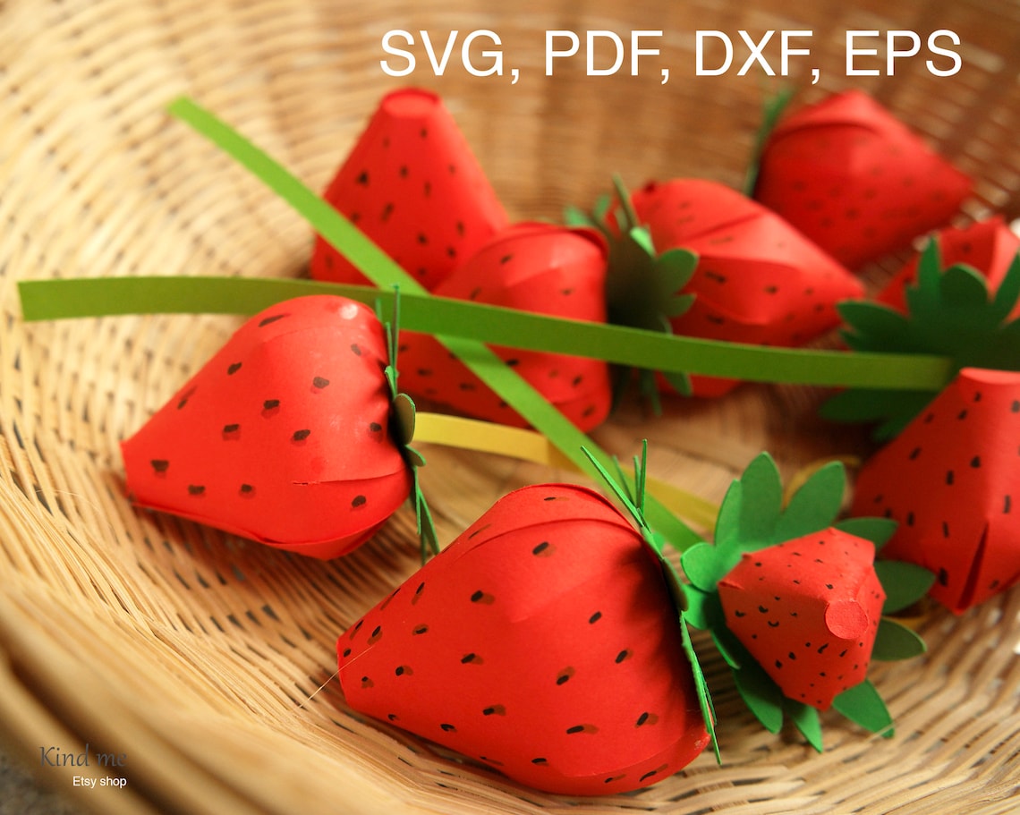 Strawberry Template for Cricut Svg Pdf Esp Dxf - Etsy
