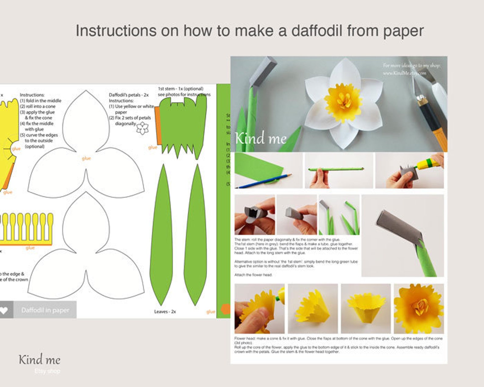 Daffodil Flower Digital Template for Cricut Svg Pdf Esp - Etsy