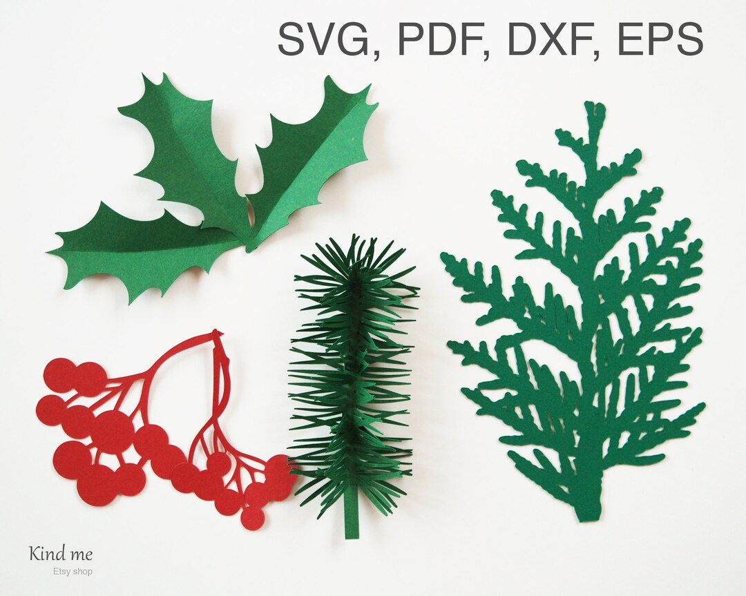 Christmas Greenery SVG Digital Template for Cricut to Make Decorations ...