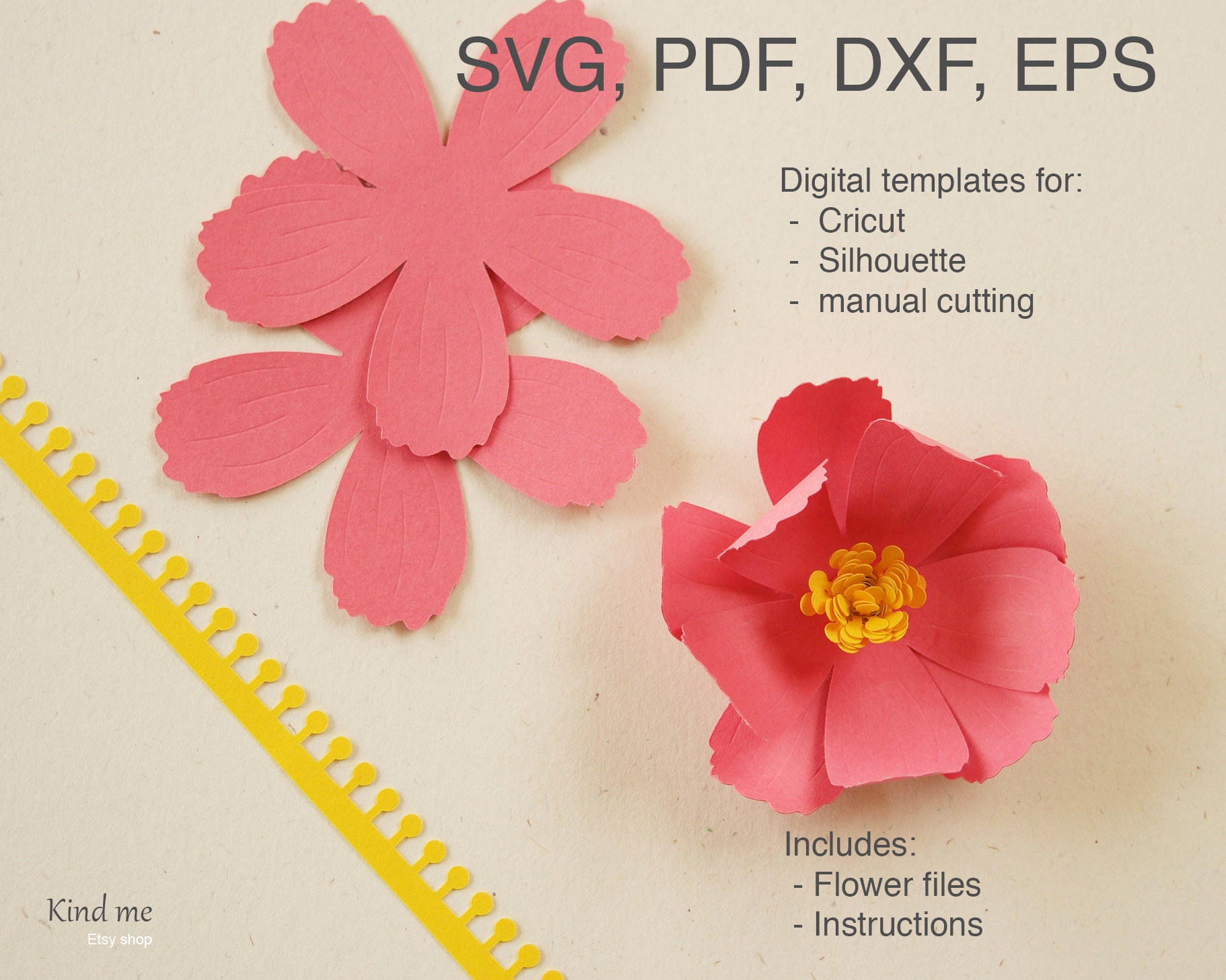 Cosmos Flower Template for Cricut, Svg, Pdf, Esp, Dxf, Instructions ...
