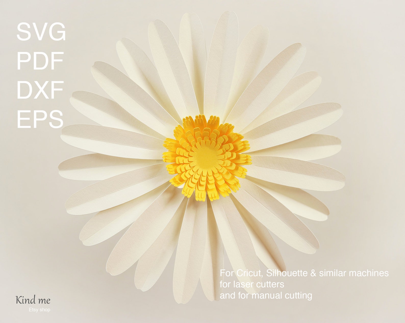 Daisy Flower Template for Cricut, Svg, Pdf, Esp, Dxf, Instructions ...