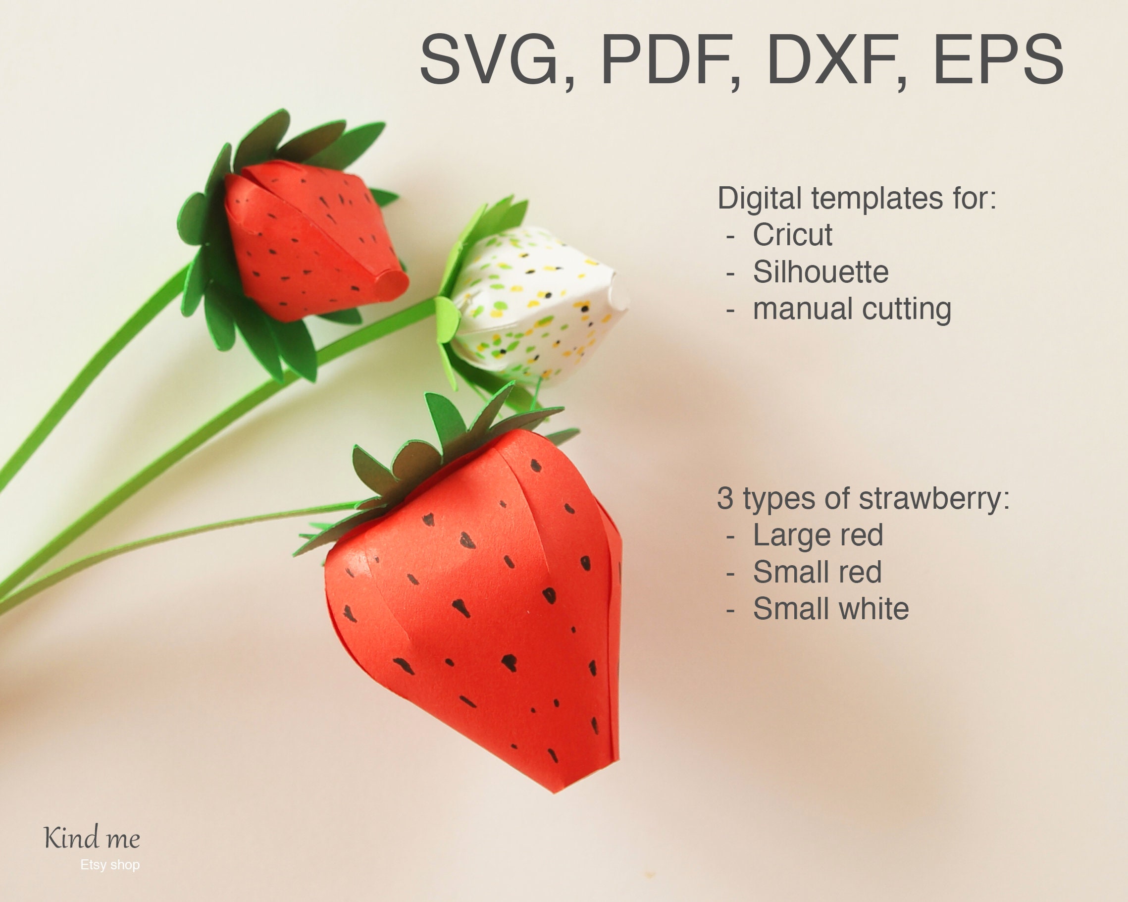 Strawberry Plant Template for Cricut, Svg, Pdf, Esp, Dxf, Instructions ...