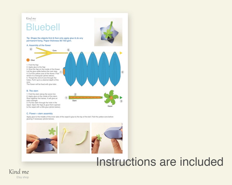 Bluebell LARGE Flower Digital Template for Cricut, Campanula, Svg, Pdf ...