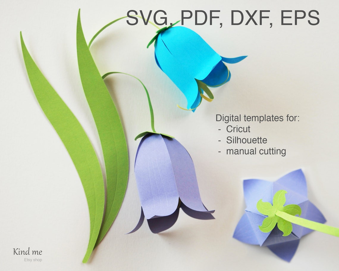 Bluebell LARGE Flower Digital Template for Cricut, Campanula, Svg, Pdf ...