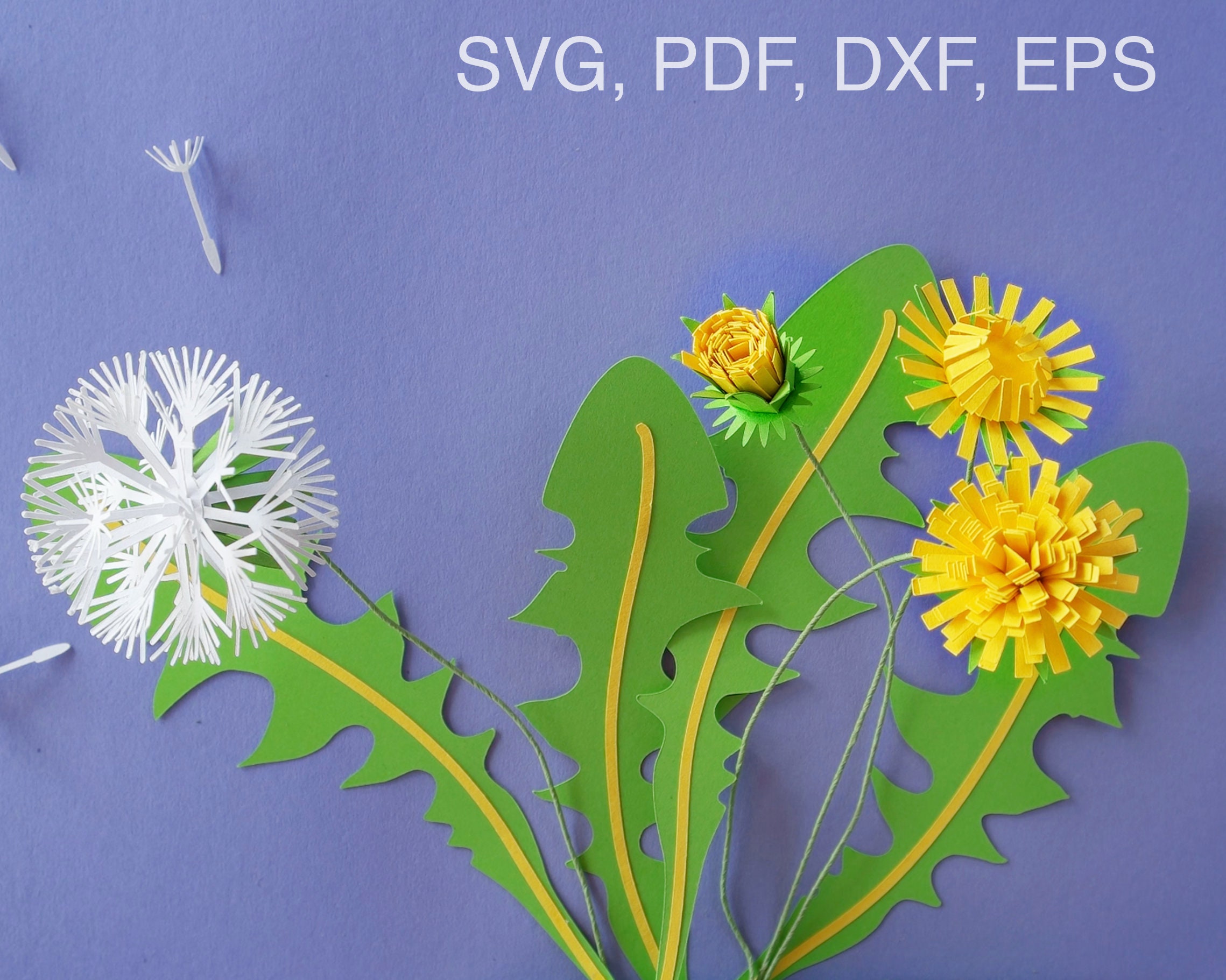 Dandelion Flower Template for Cricut, Svg, Pdf, Esp, Dxf, Instructions ...