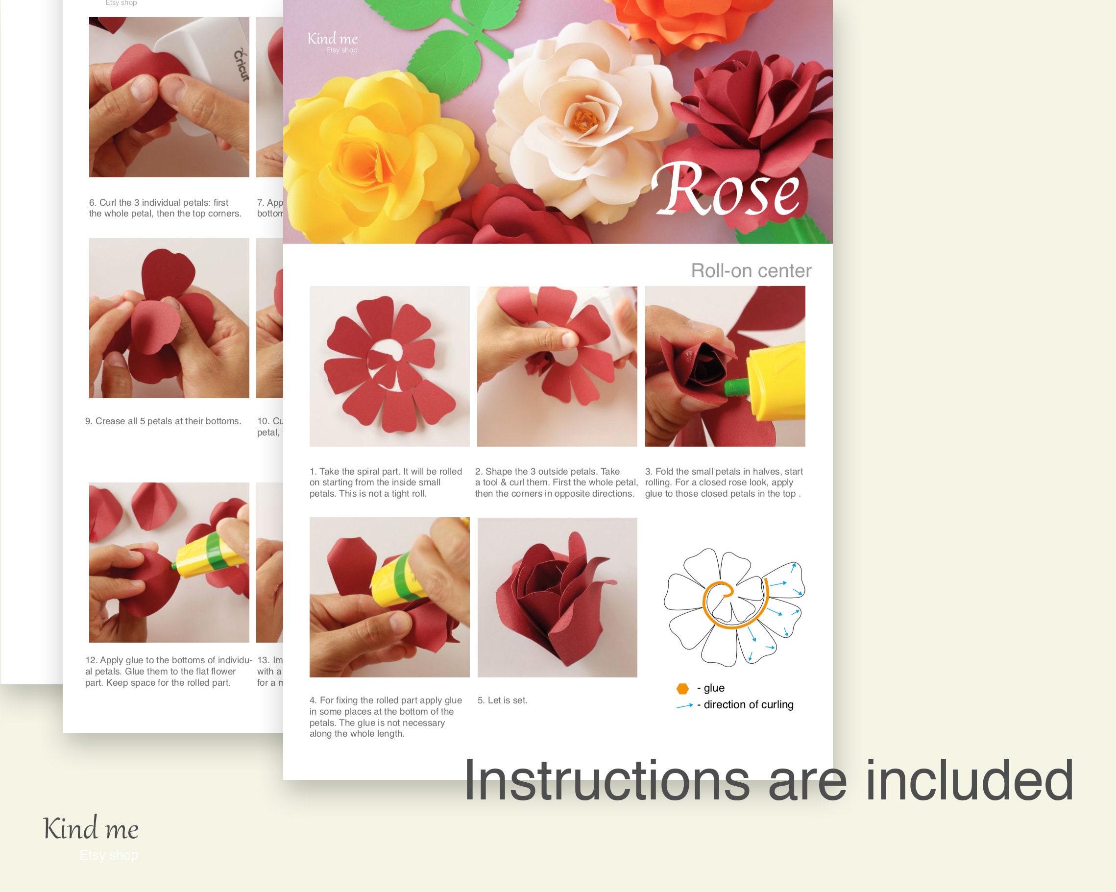 Rose Template for Cricut, Svg, Pdf, Esp, Dxf, Instructions Included ...