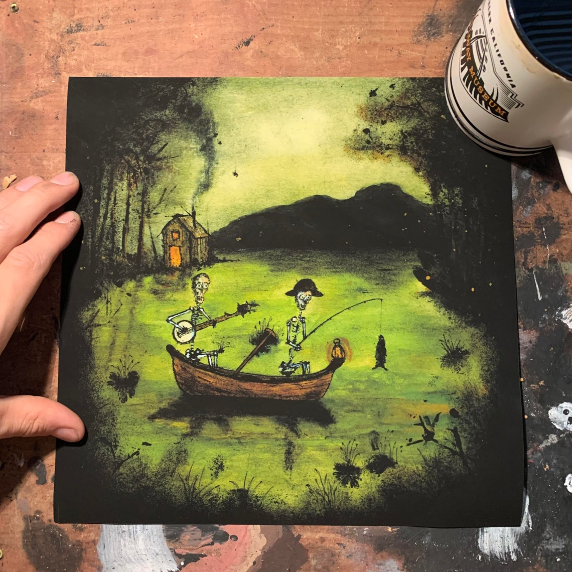 10x10" PHYSICAL PRINT - Swamp Skeletons Print on Enhanced Matte Paper ...