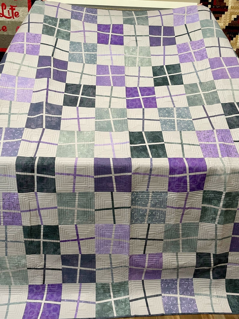 It's a Plus Sign Quilt - Purple & Grey - King - 90x106 - Etsy