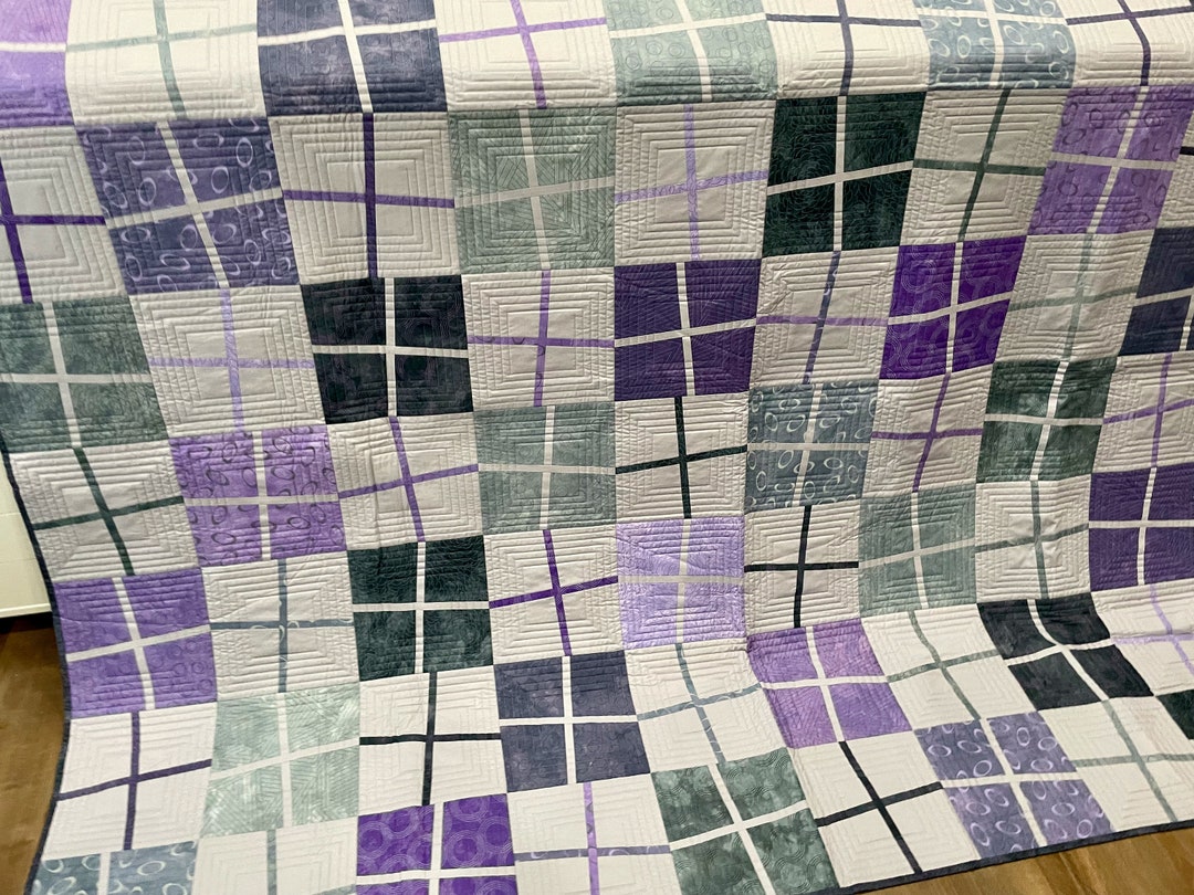It's a Plus Sign Quilt Purple & Grey King 90x106 - Etsy