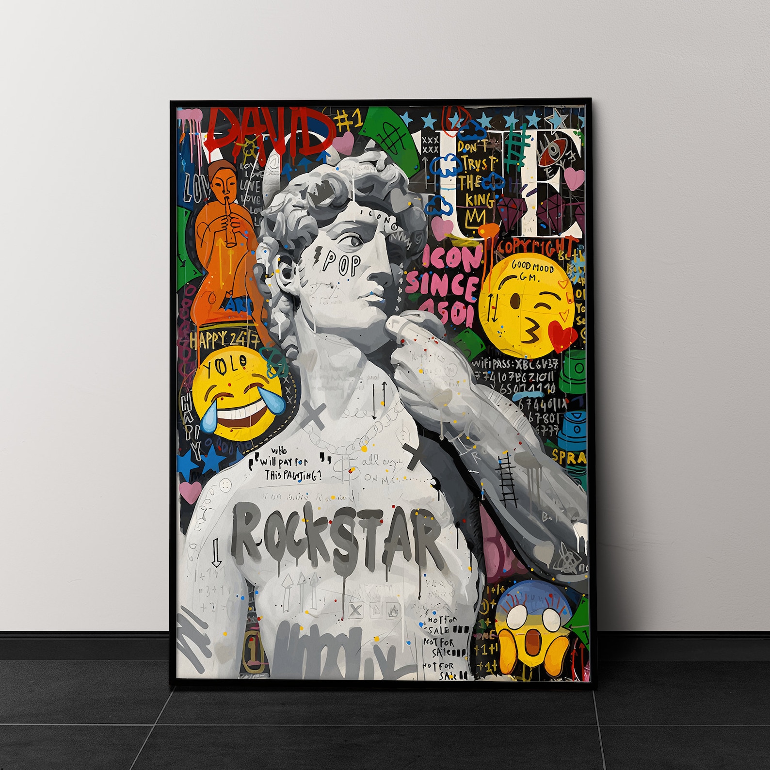 Graffiti Statue of David Wall Art, Digital Download Print, Wall Decor ...