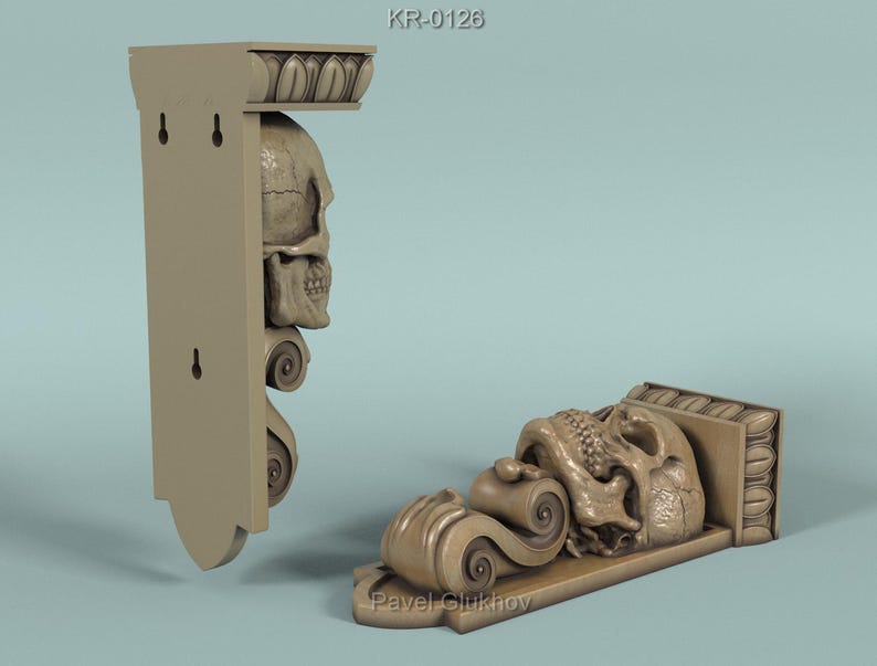 Skull Brackets KR-0126. 3D STL Model for CNC and Printing. - Etsy