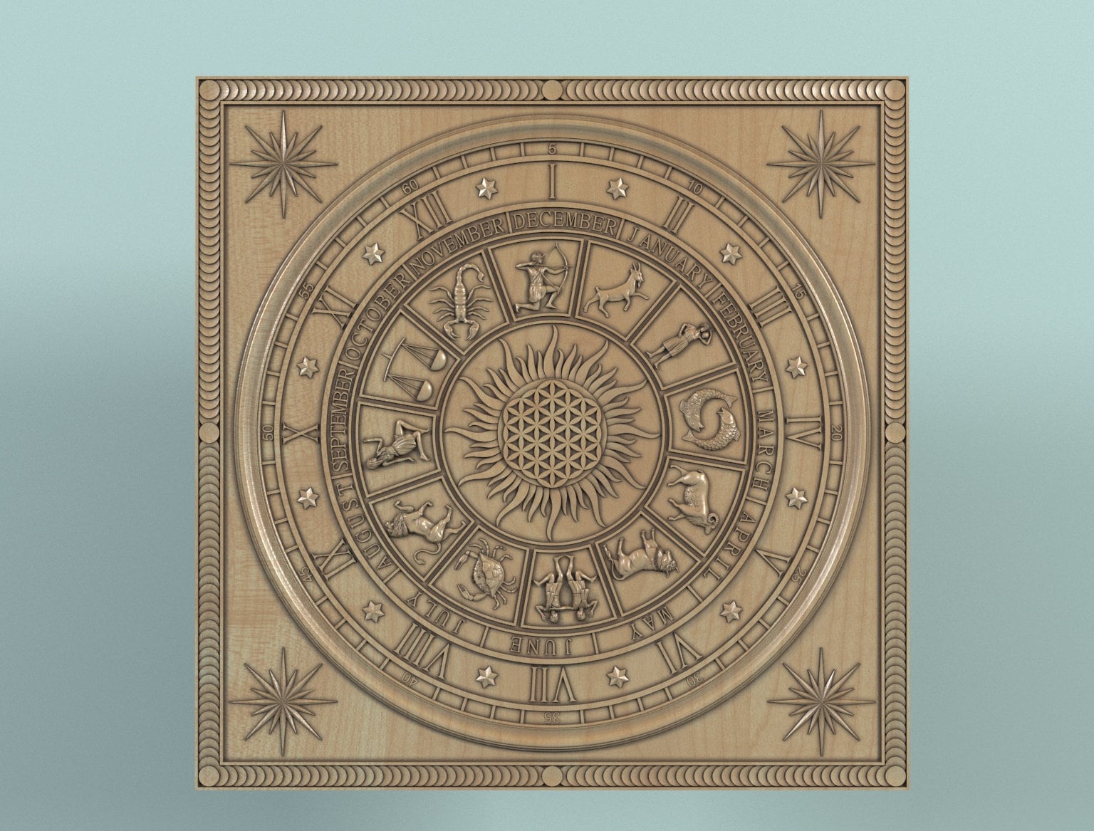 Panel "zodiac Signs". PN-0001 3D STL Model for CNC and Printing. - Etsy