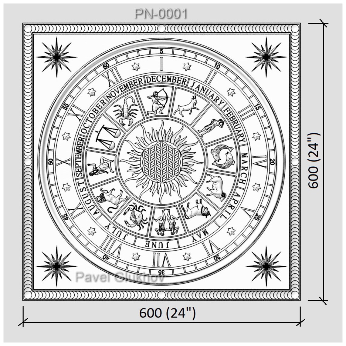 Panel "zodiac Signs". PN-0001 3D STL Model for CNC and Printing. - Etsy