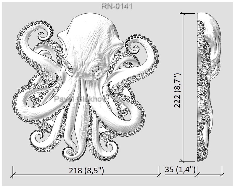 Octopus. RN-0141 3D STL Model for CNC and Printing. - Etsy