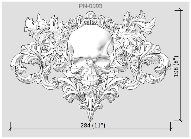 Stylized Skull. PN-0003 3D STL Model for CNC and Printing. - Etsy