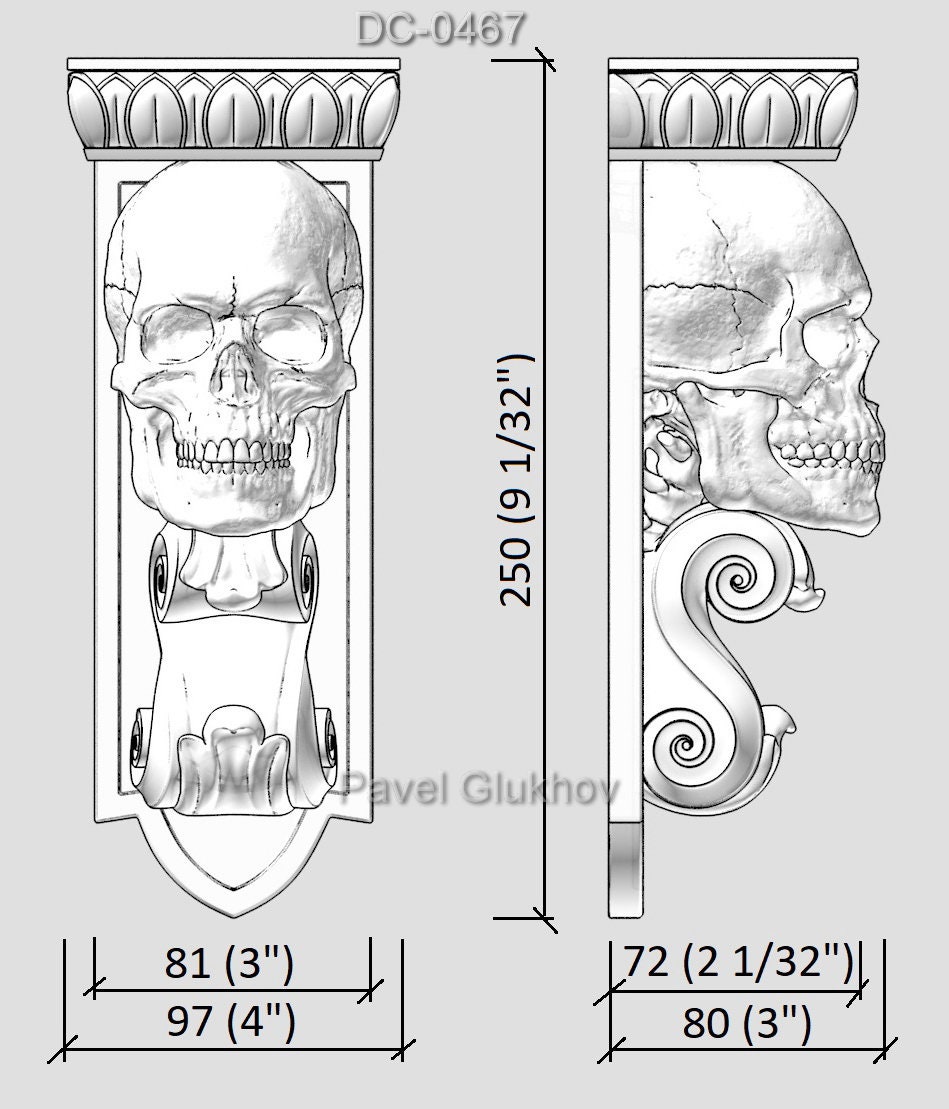 Skull Brackets KR-0126. 3D STL Model for CNC and Printing. - Etsy