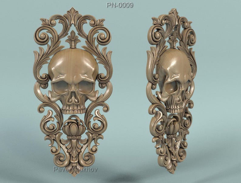 Stylized Skull. PN-0009 3D STL Model for CNC and Printing. - Etsy