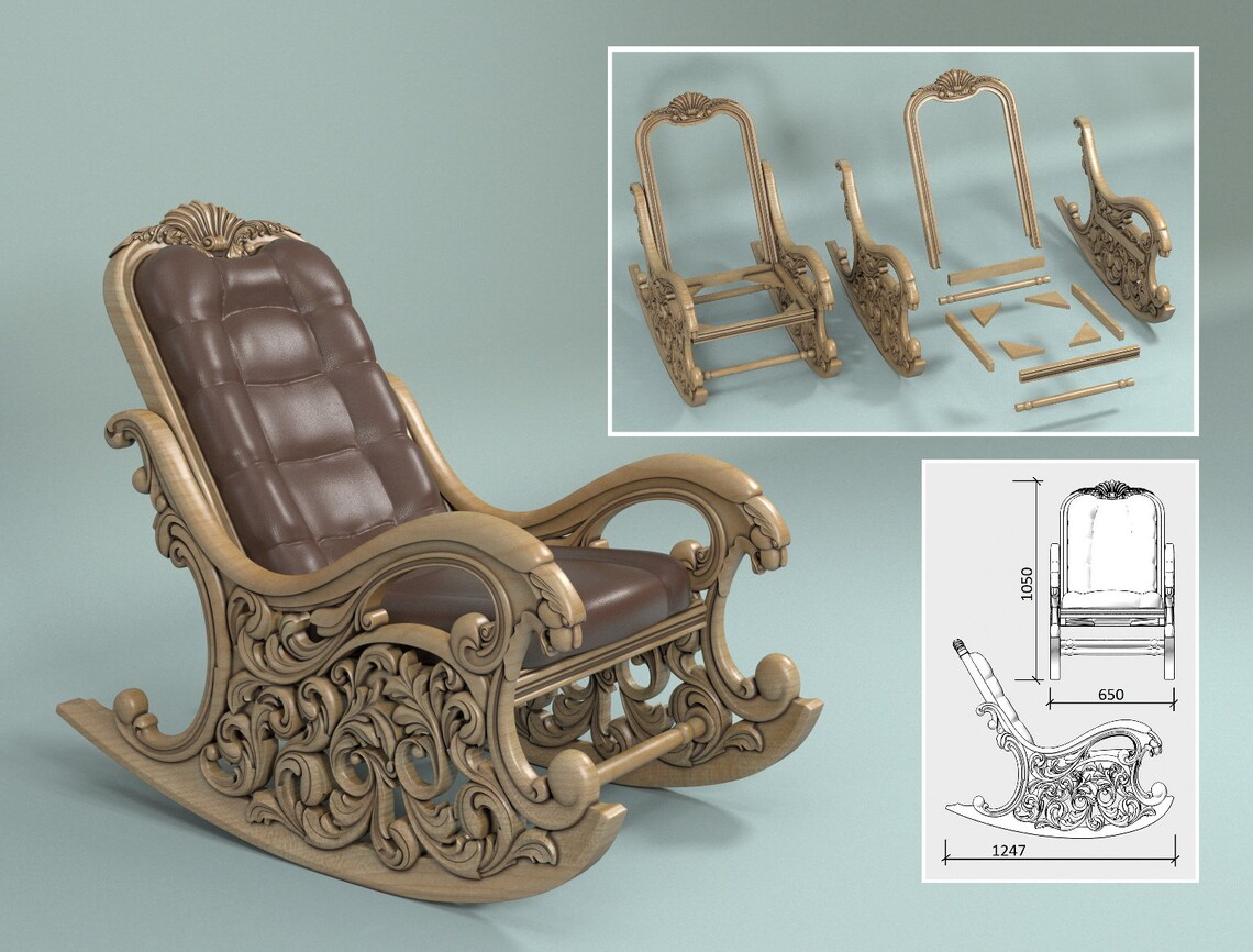 Rocking Chair ST-0002. 3D STL Model for CNC - Etsy