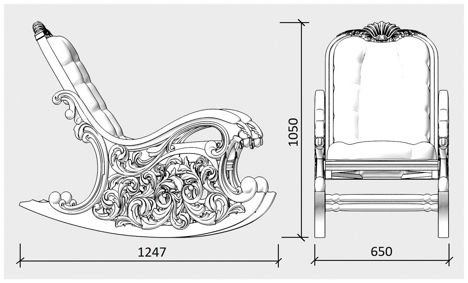 Rocking Chair ST-0002. 3D STL Model for CNC - Etsy