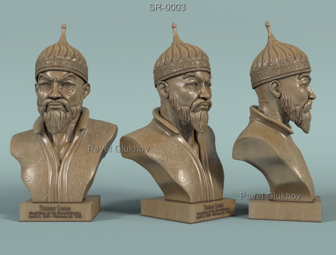 Bust of Tamerlane (timur). SR-0003. 3D STL Model for CNC and Printing. - Etsy